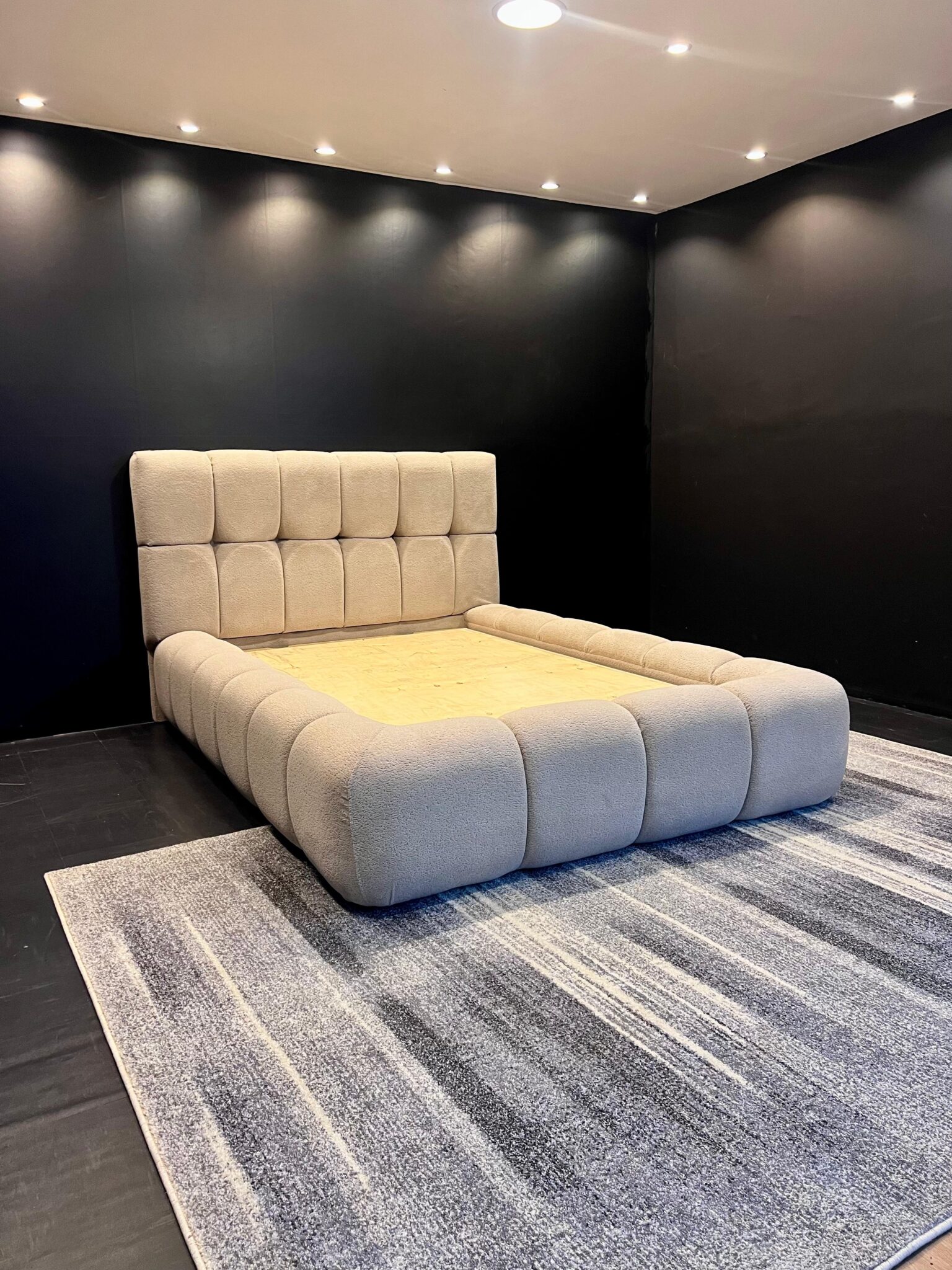 A beige upholstered bubble bed - Tangerine Furniture | furniture store ...